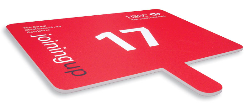 HandySign, Hand-Held Signage, Picket Sign, Auction Paddle