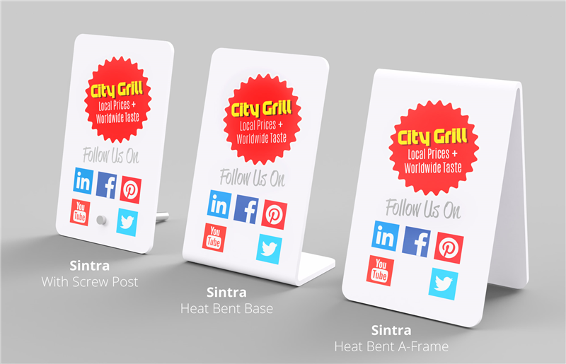 Acrylic and Sintra Table Tent Displays