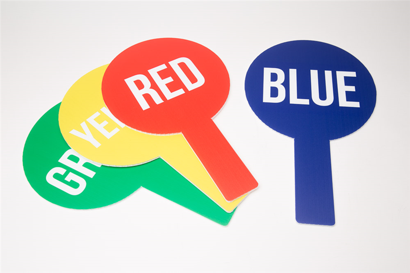 HandySign, Hand-Held Signage, Picket Sign, Auction Paddle, Hand Held Sign